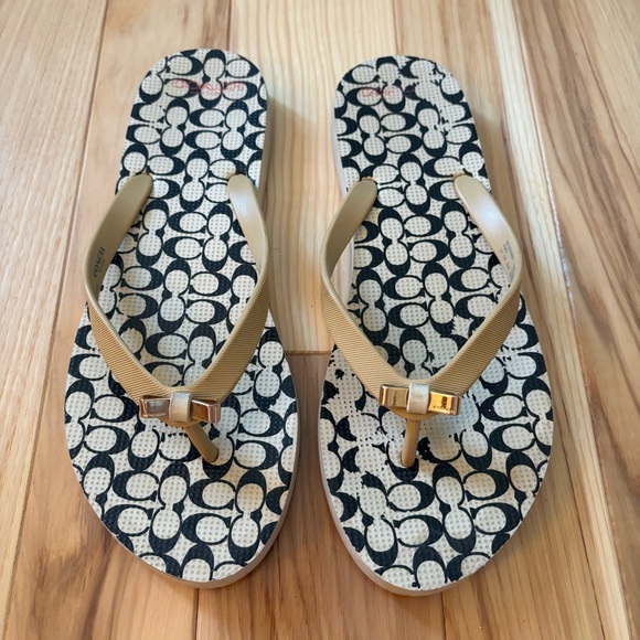 Coach | Shoes | Coach Bow Accent Logo Flip Flops | Poshmark